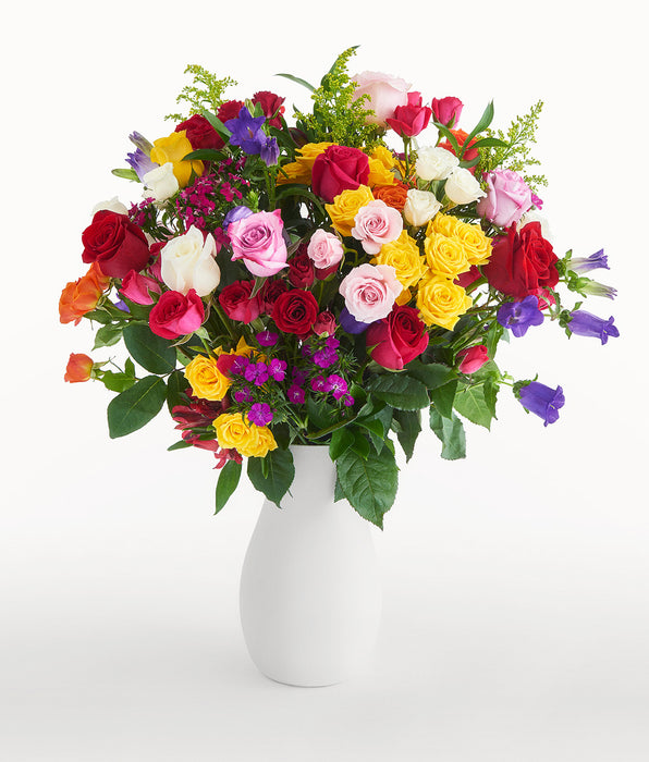 Multicolor Rose Arrangements Delivery | Sunflower and Rose Bouquets ...