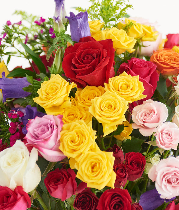 Multicolor Rose Arrangements Delivery | Sunflower and Rose Bouquets ...